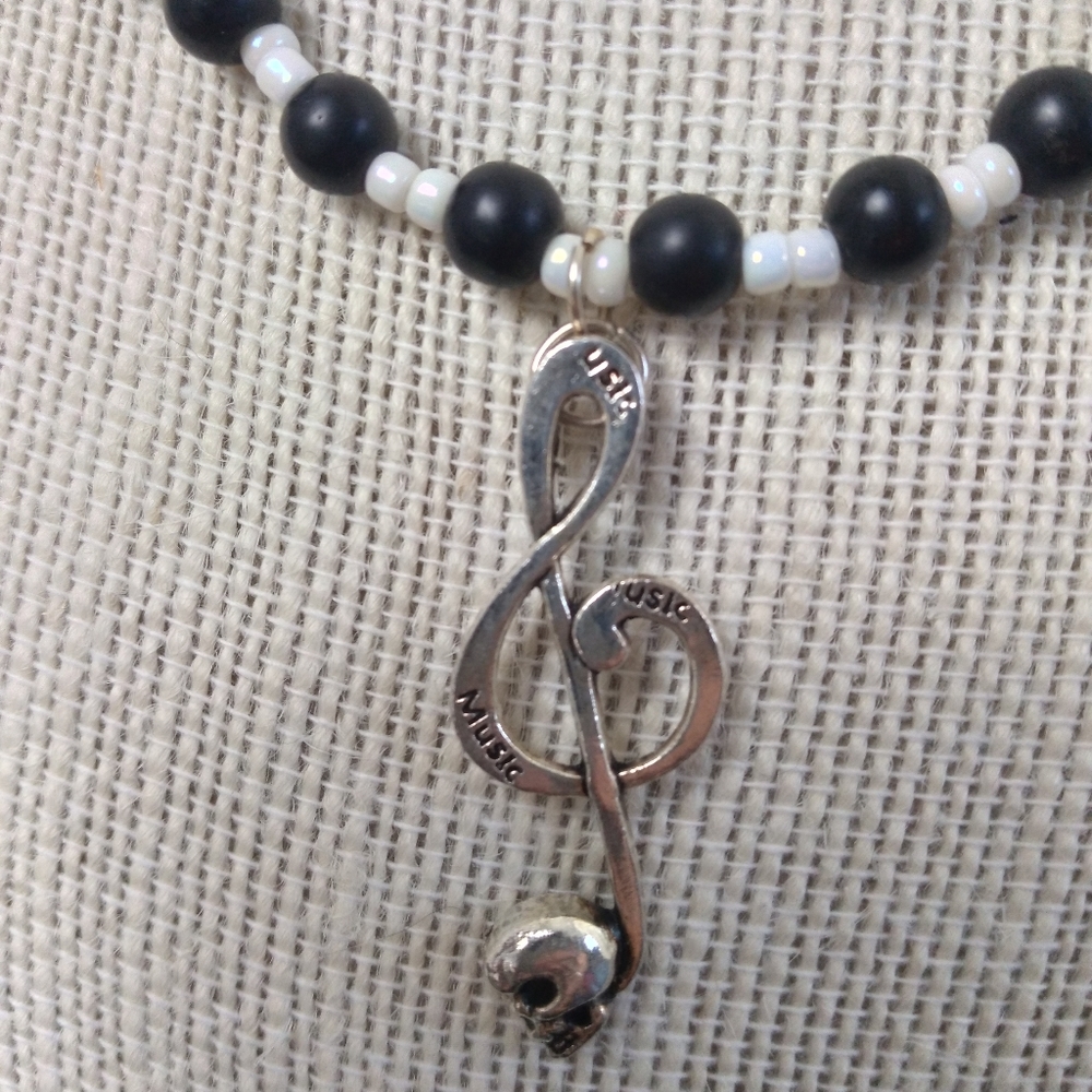 Music Note Skull Necklace - Gem